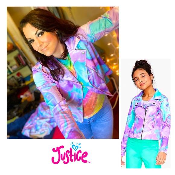 Justice | Jackets & Coats | Nwot Justice Swirl Pastel Tie Dye Moto ...